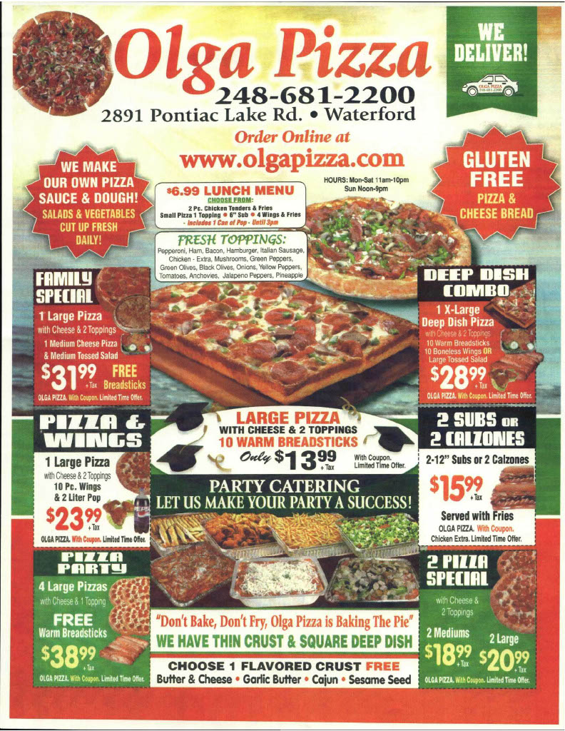 Olga Pizza | Pizza - Pasta - Chicken - BBQ - Salad - Subs & More!